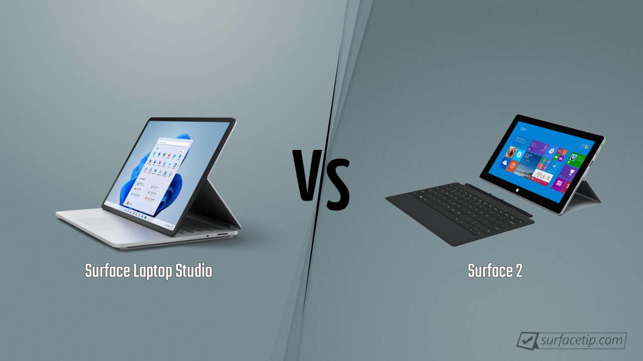 Surface Laptop Studio vs. Surface 2 - Detailed Specs Comparison