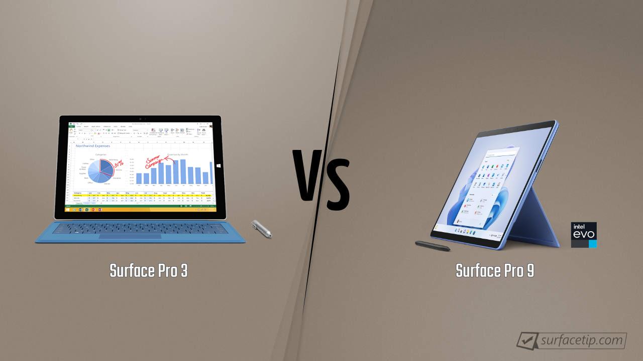 Surface Pro 3 vs. Surface Pro 9 - Detailed Specs Comparison